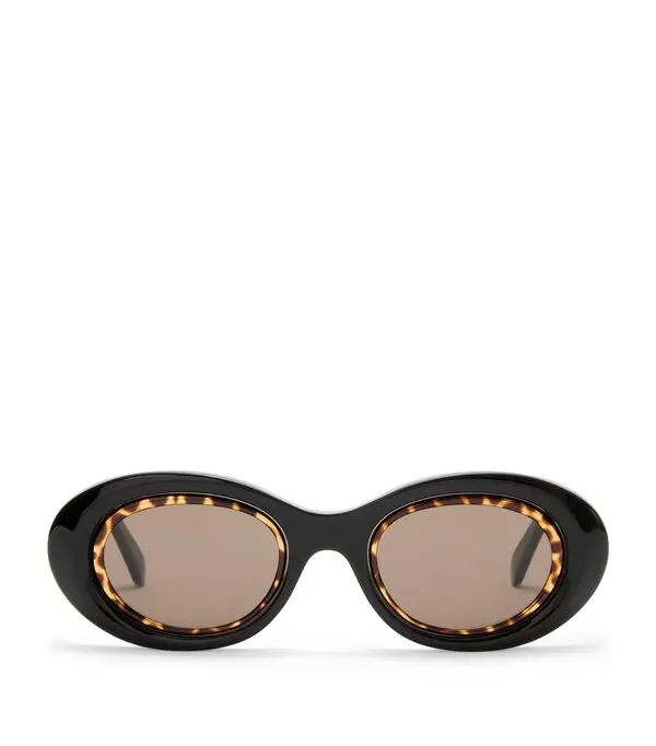 Loewe Mini Anagram Oval Sunglasses - Black