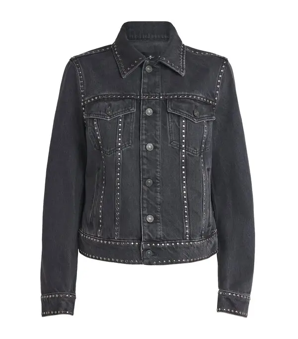7 For All Mankind Studded Denim Trucker Jacket