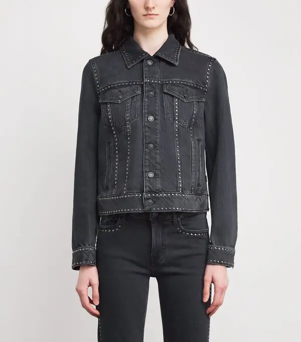 7 For All Mankind Studded Denim Trucker Jacket