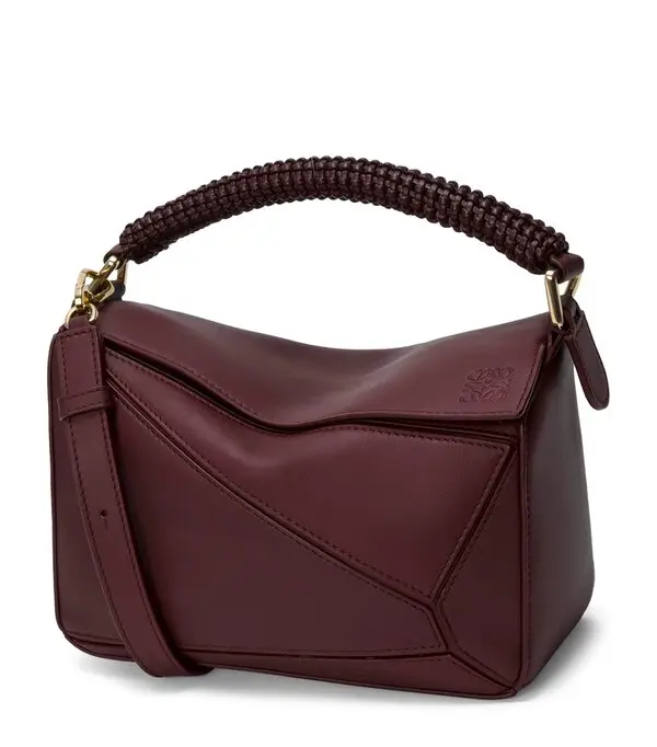 Loewe Small Leather Puzzle Top-handle Bag - Burgundy
