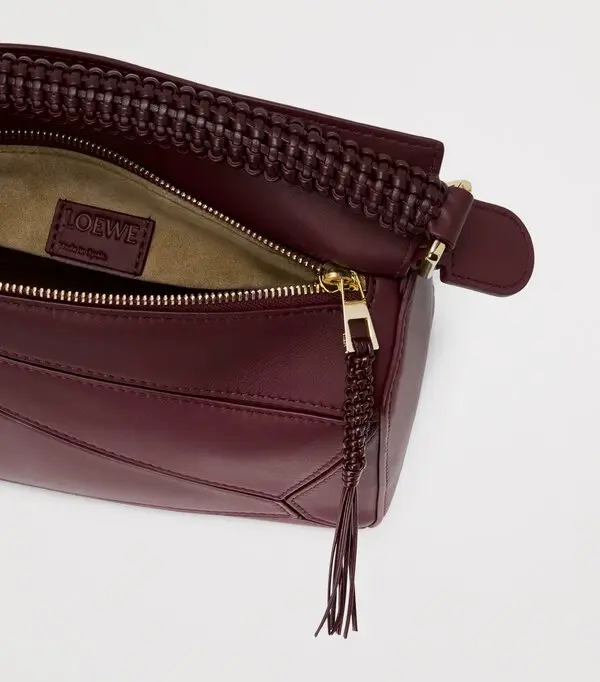 Loewe Small Leather Puzzle Top-handle Bag - Burgundy