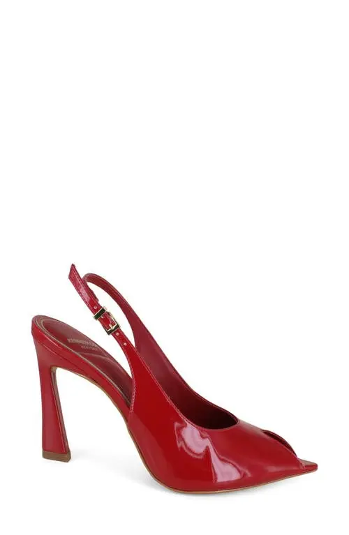 KENNETH COLE Priya Slingback Peep Toe Pump - Red Patent