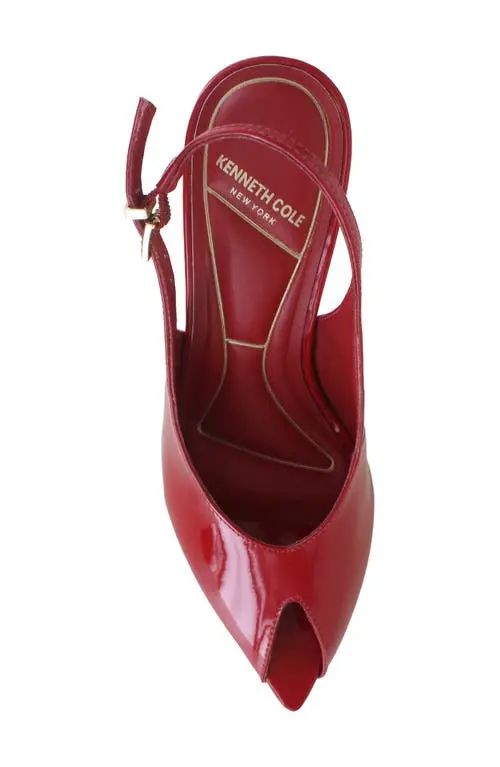 KENNETH COLE Priya Slingback Peep Toe Pump - Red Patent