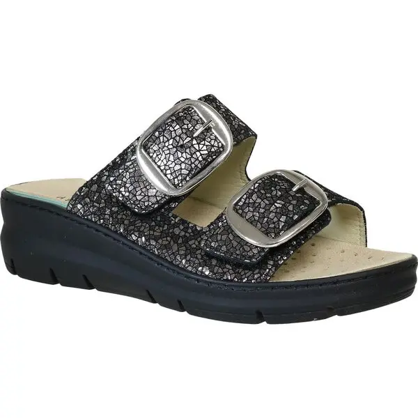 DAVID TATE Mosaic Wedge Sandal - Black