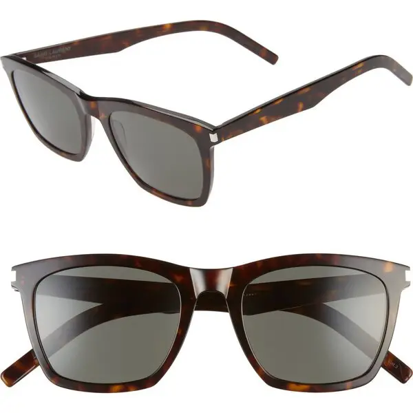Saint Laurent 52mm Square Sunglasses - Shiny Dark Havana