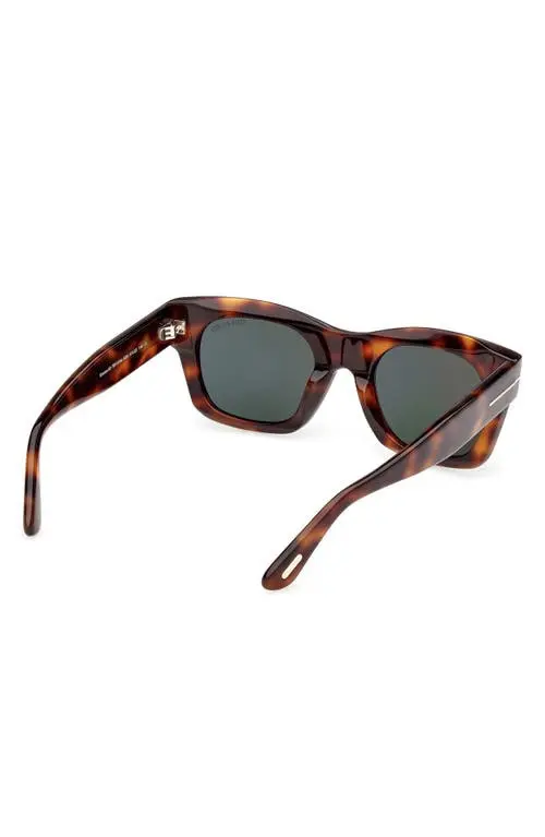 TOM FORD Emma 51mm Square Sunglasses - Classic Havana/green Lens