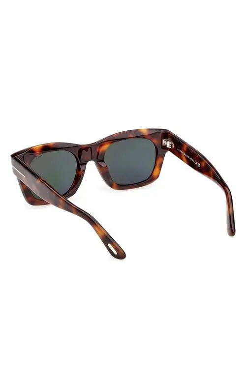 TOM FORD Emma 51mm Square Sunglasses - Classic Havana/green Lens