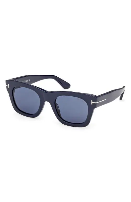 TOM FORD Emma 51mm Square Sunglasses - Shiny Navy Blue/blue Lens