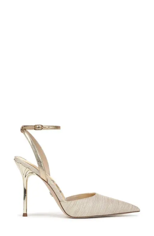 Sam Edelman Pointed-toe Pump With Ankle Strap - Amber Gold Se