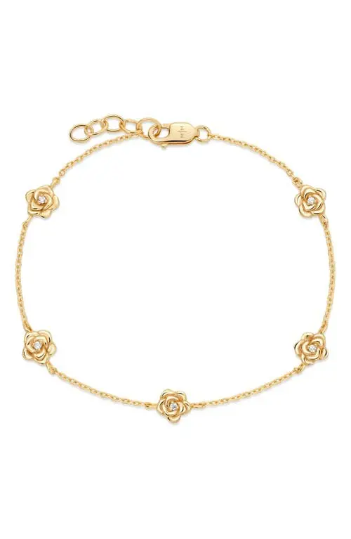 MADE BY MARY Cubic Zirconia Birthstone Flower Station Bracelet - Gold June