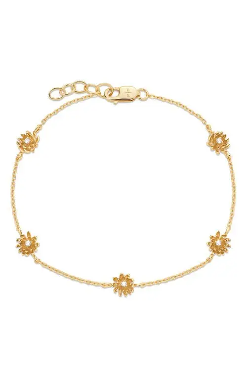 MADE BY MARY Cubic Zirconia Birthstone Flower Station Bracelet - Gold November