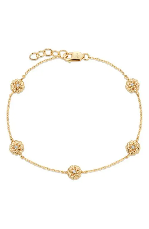 MADE BY MARY Cubic Zirconia Birthstone Flower Station Bracelet - Gold October