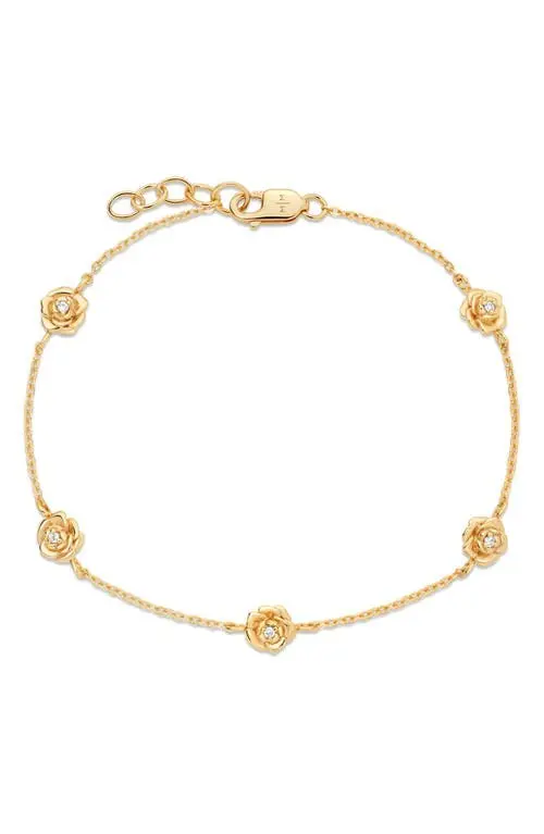 MADE BY MARY Cubic Zirconia Birthstone Flower Station Bracelet - Gold September