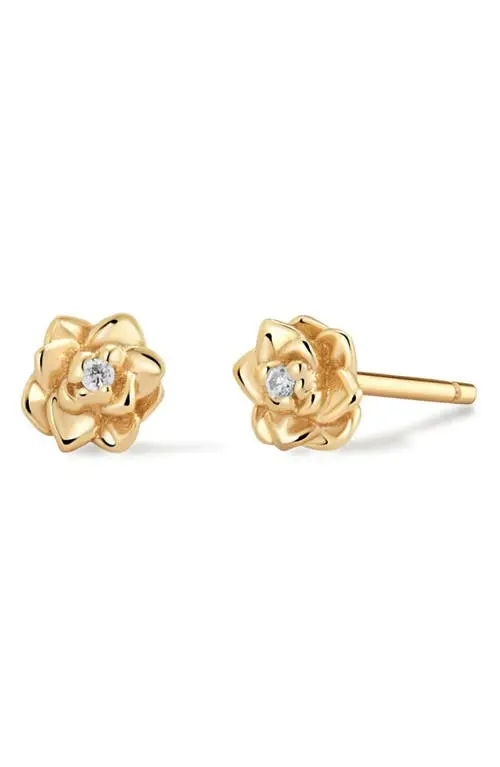 MADE BY MARY Cubic Zirconia Birthstone Flower Stud Earrings - Gold July