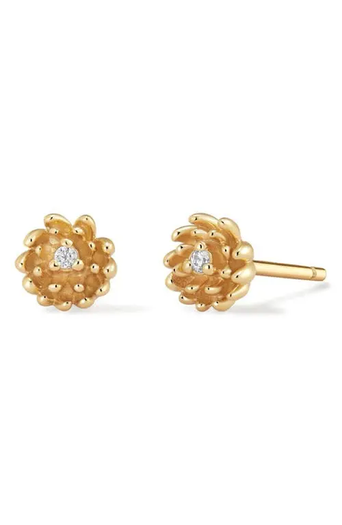 MADE BY MARY Cubic Zirconia Birthstone Flower Stud Earrings - Gold November