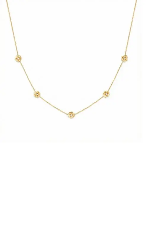 MADE BY MARY Cubic Zirconia Birthstone Flower Station Necklace - Gold July