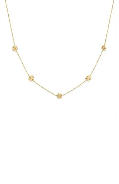 MADE BY MARY Cubic Zirconia Birthstone Flower Station Necklace - Gold June