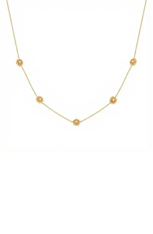 MADE BY MARY Cubic Zirconia Birthstone Flower Station Necklace - Gold November
