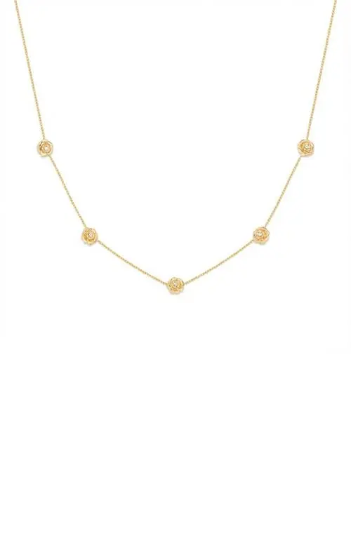 MADE BY MARY Cubic Zirconia Birthstone Flower Station Necklace - Gold September