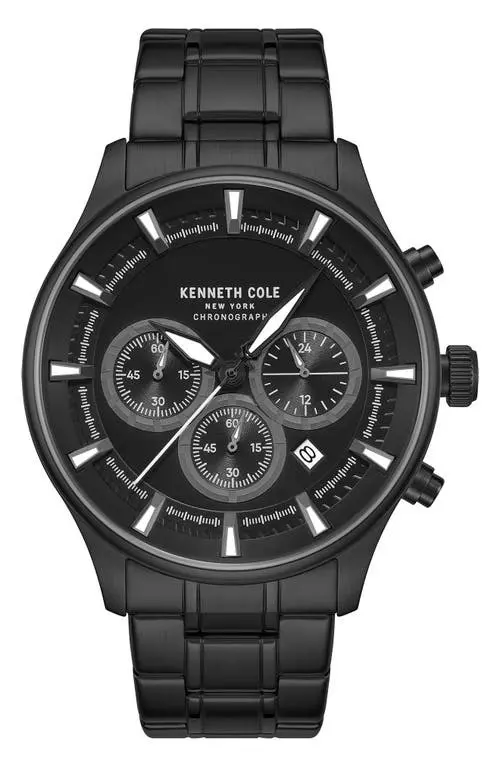KENNETH COLE The Thompson Chronograph Bracelet Watch - Black