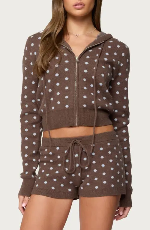 EDIKTED Polka Dot Knit Hooded Jacket