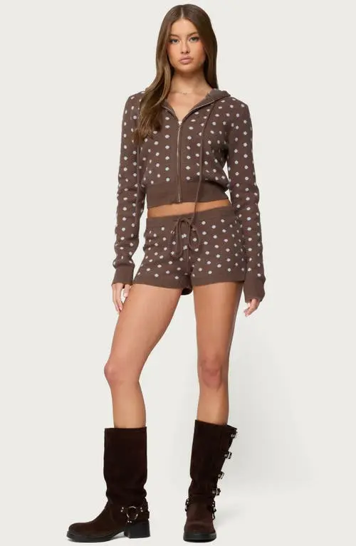 EDIKTED Polka Dot Knit Hooded Jacket