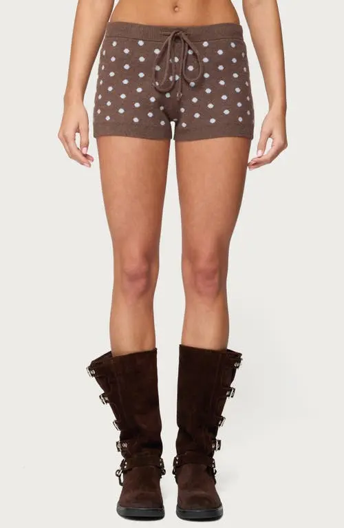 EDIKTED Polka Dot Knit Drawstring Shorts