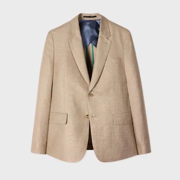 Paul Smith Tan Sharkskin Linen-wool Buggy-lined Blazer - Brown