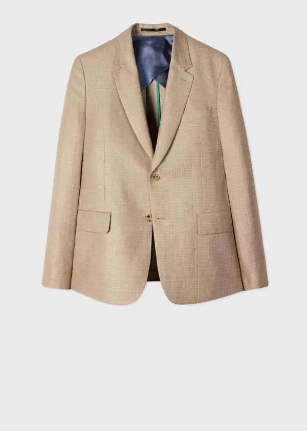 Paul Smith Tan Sharkskin Linen-wool Buggy-lined Blazer - Brown
