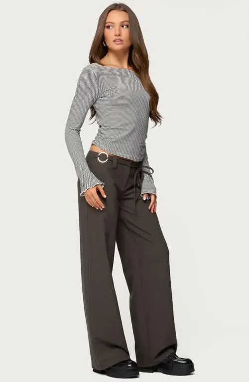 EDIKTED Raphael Tie Waist Wide Leg Pants