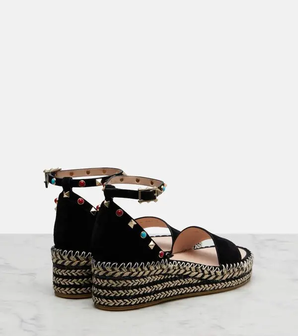 Valentino Garavani Rockstud Suede Espadrille Sandals