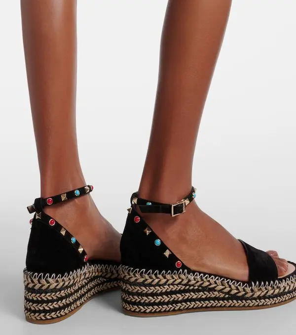 Valentino Garavani Rockstud Suede Espadrille Sandals