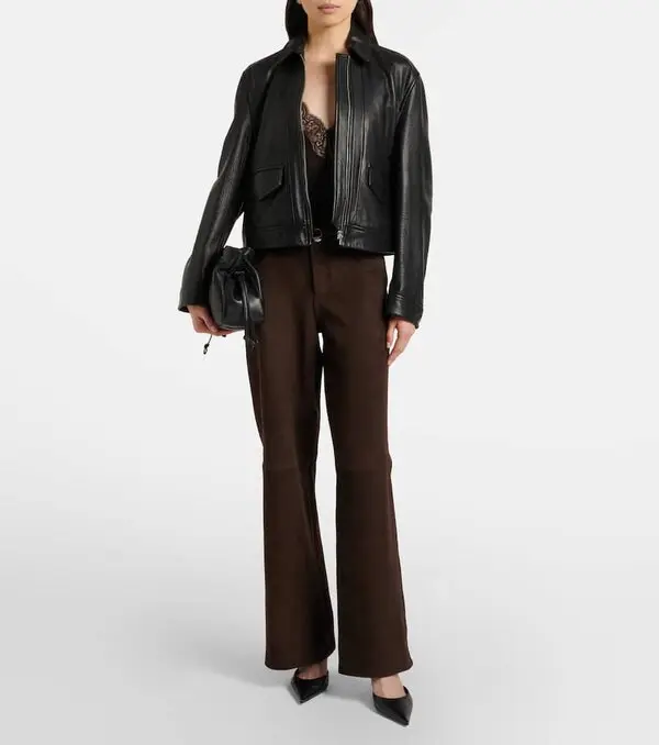 Nour Hammour Milo Suede Wide-leg Pants