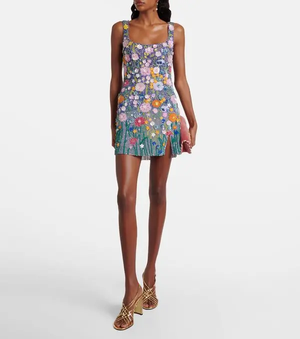 LA FUORI Embroidered Floral-applique Minidress