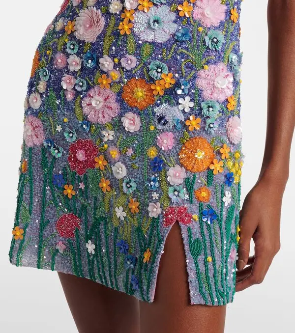 LA FUORI Embroidered Floral-applique Minidress