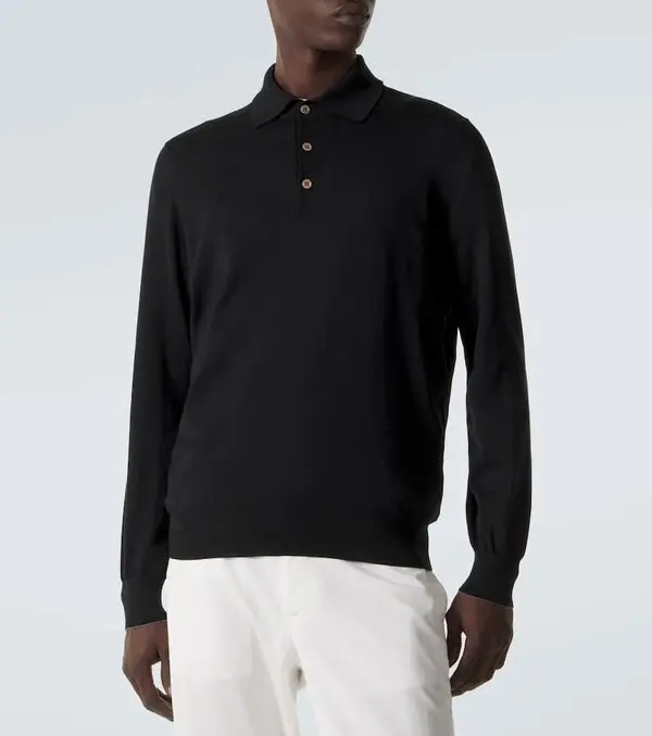 Brunello Cucinelli Cotton Polo Sweater - Black