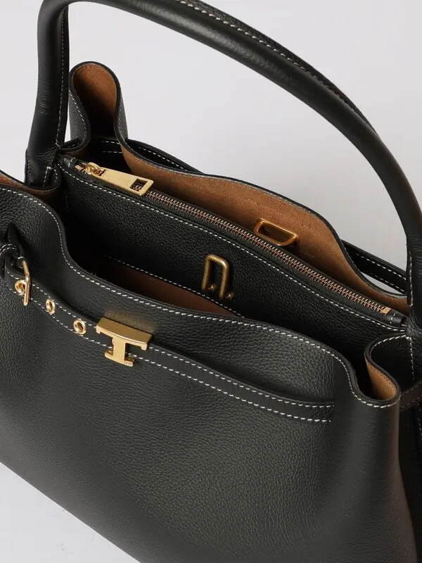 TOD'S Leather Handbag With Gold Tone Hardware - Black