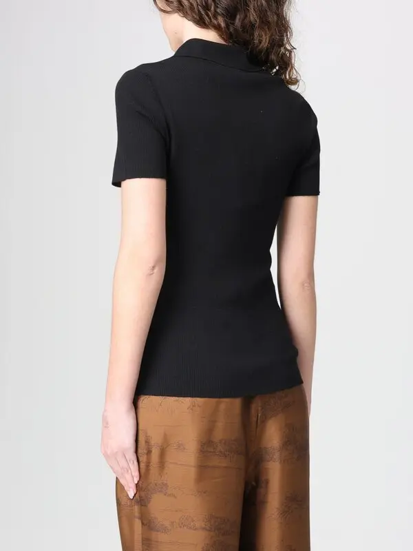 Max Mara Ribbed Knit Polo Shirt - Black