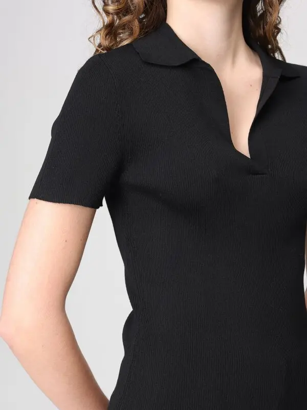 Max Mara Ribbed Knit Polo Shirt - Black
