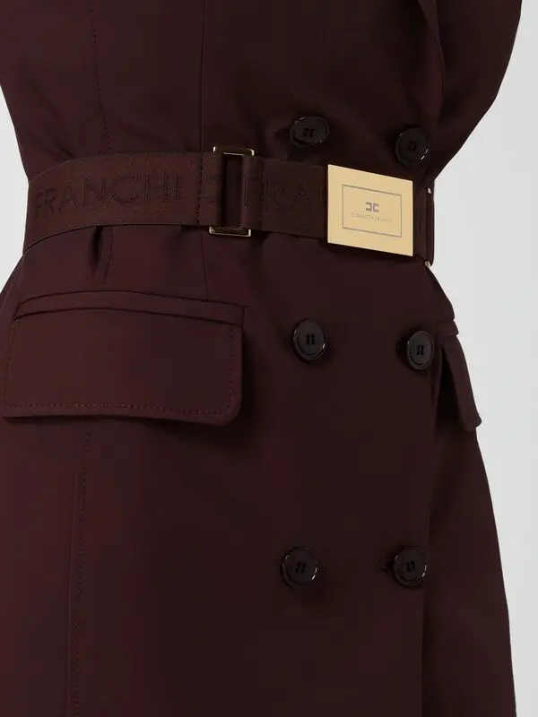 Elisabetta Franchi Double-breasted Belted Blazer Dress - Cocoa