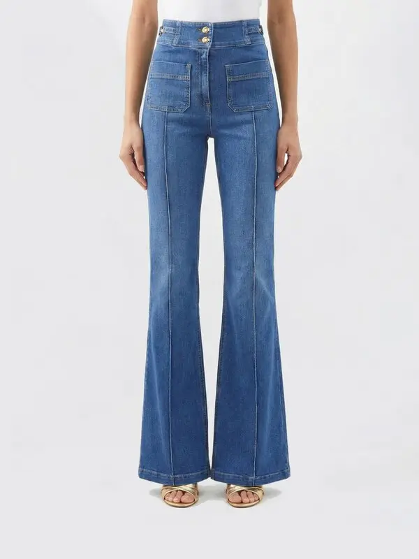 Elisabetta Franchi High Rise Flare Jeans - Blue