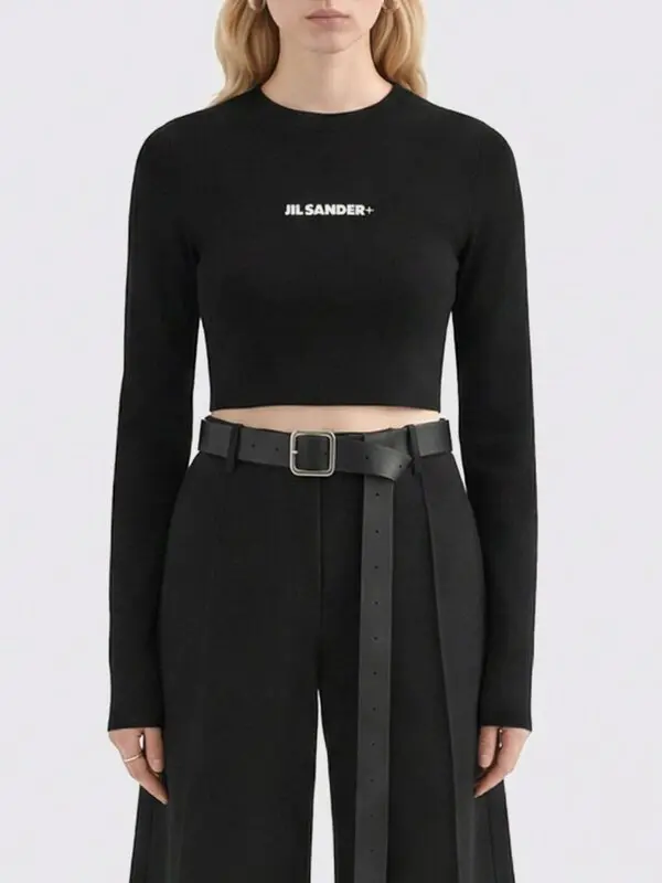 JIL SANDER Cropped Long Sleeve Top - Black