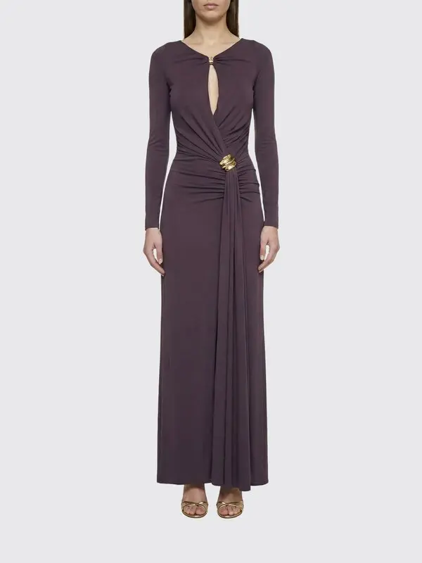 Elisabetta Franchi Long Sleeve Gown - Brown