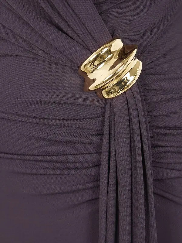 Elisabetta Franchi Long Sleeve Gown - Brown