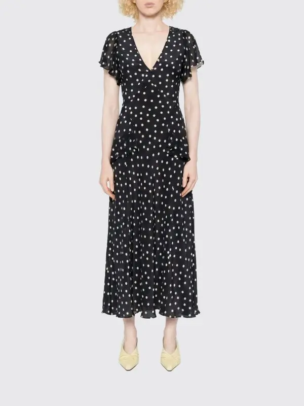 Rixo Polka Dot Midi Dress