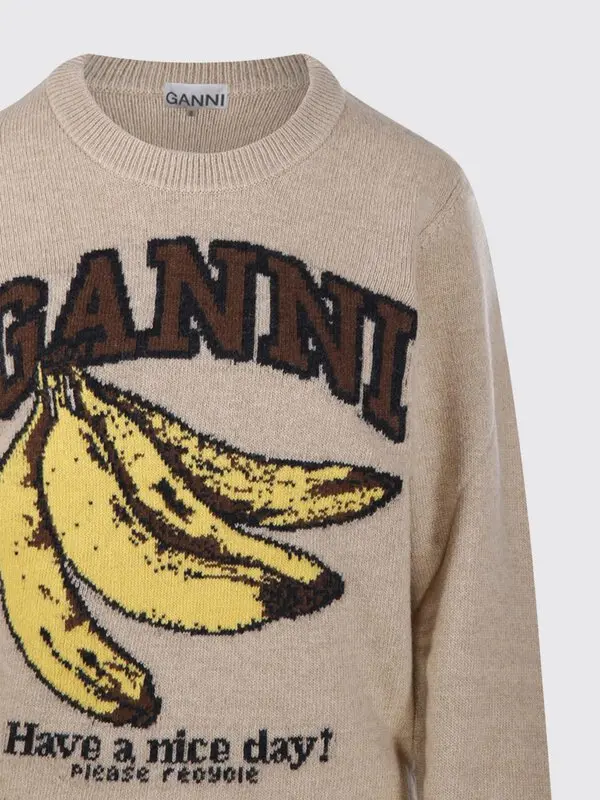GANNI Graphic Knit Sweater - Camel