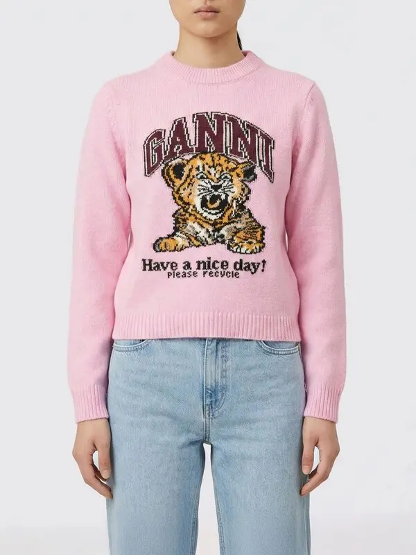GANNI Graphic Knit Sweater - Pink
