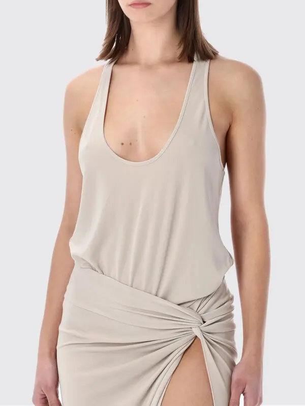 Andamane Maxi Dress With Knot Detail And High Slit - Grey