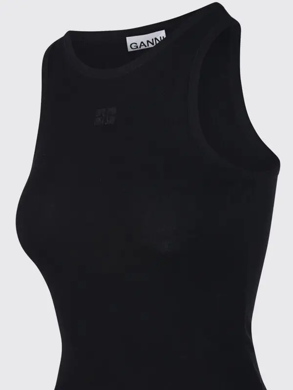 GANNI Ribbed Tank Top - Black