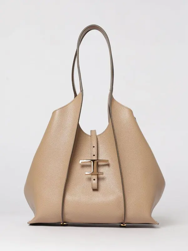 TOD'S Leather Shoulder Bag With Gold Tone Clasp